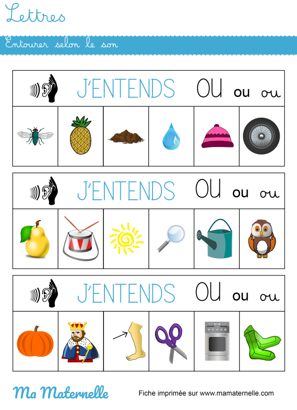 Lettres : entourer selon le son - Ma Maternelle