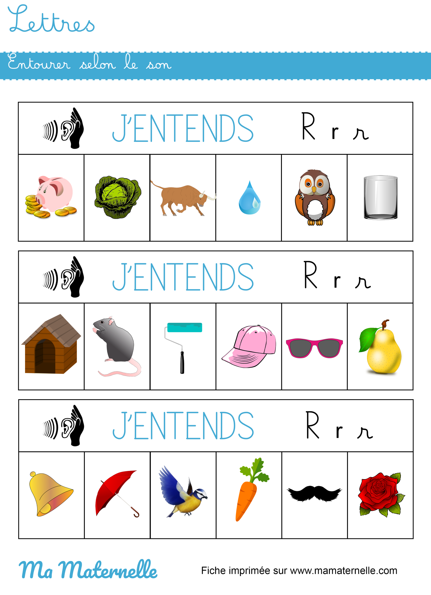 Lettres : entourer selon le son - Ma Maternelle