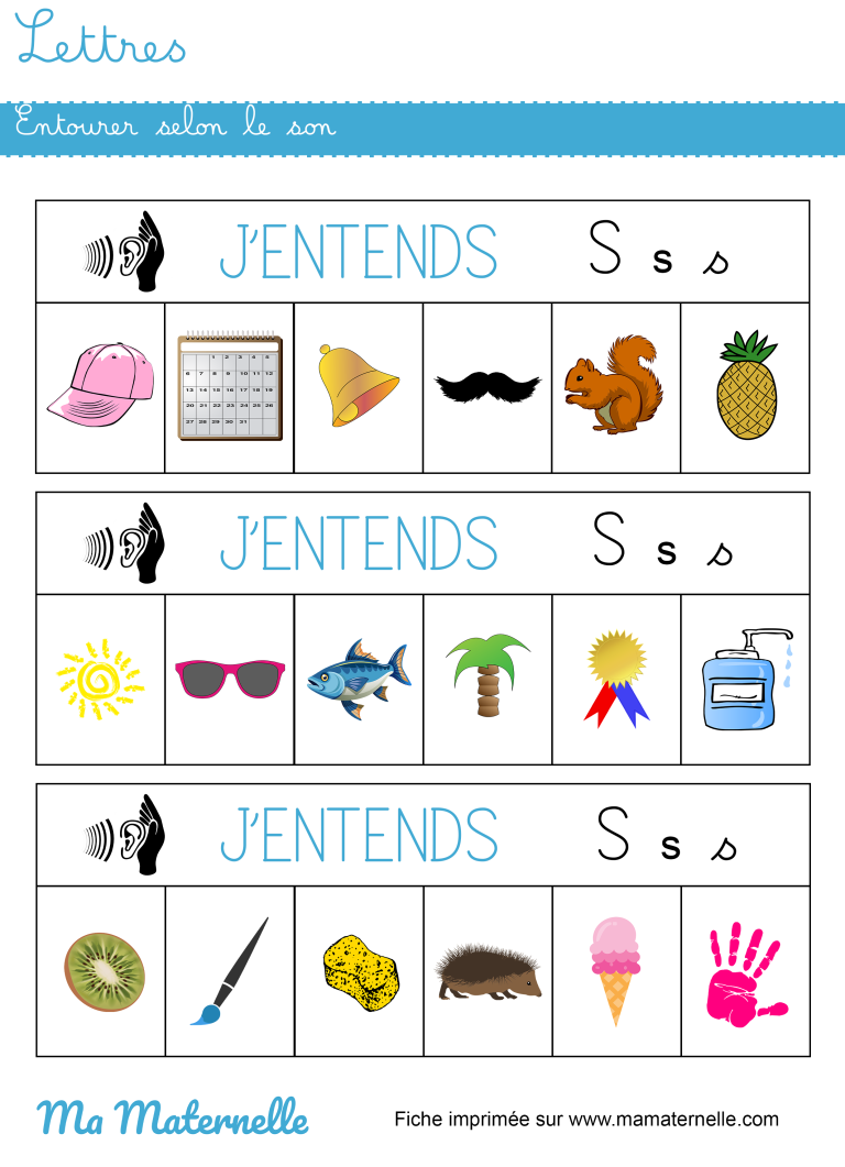 Lettres : entourer selon le son - Ma Maternelle
