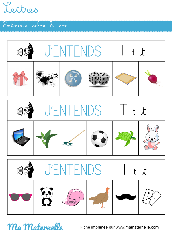 Lettres : entourer selon le son - Ma Maternelle