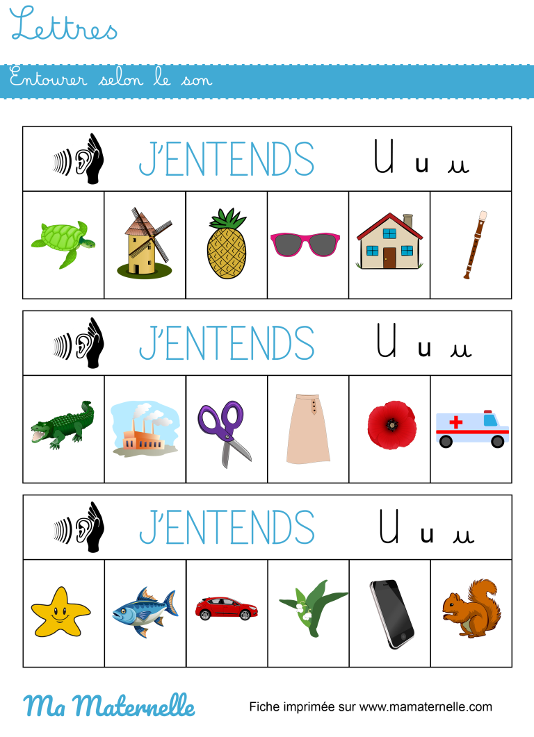 Lettres : entourer selon le son - Ma Maternelle
