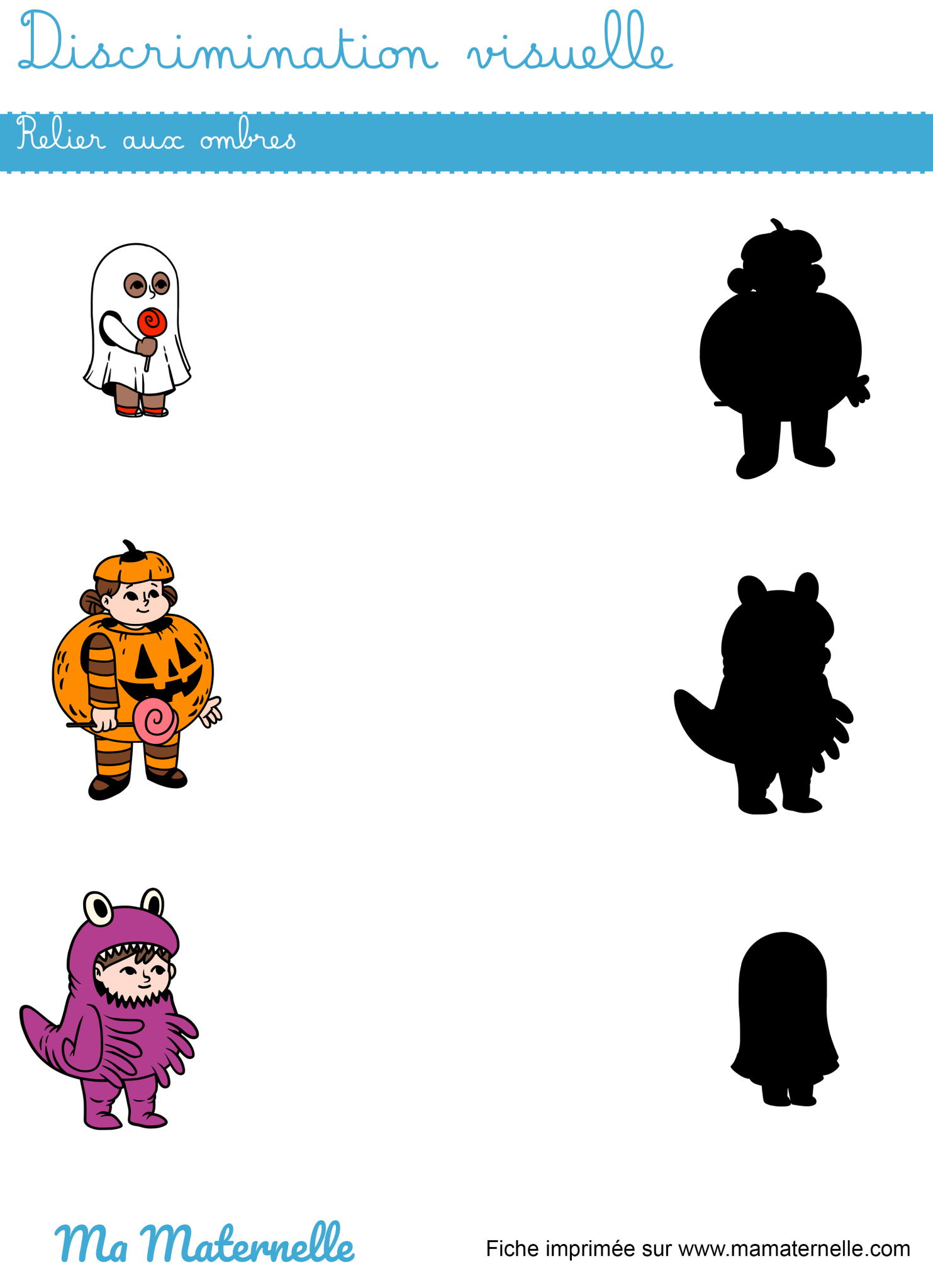 Discrimination visuelle : relier aux ombres - Ma Maternelle