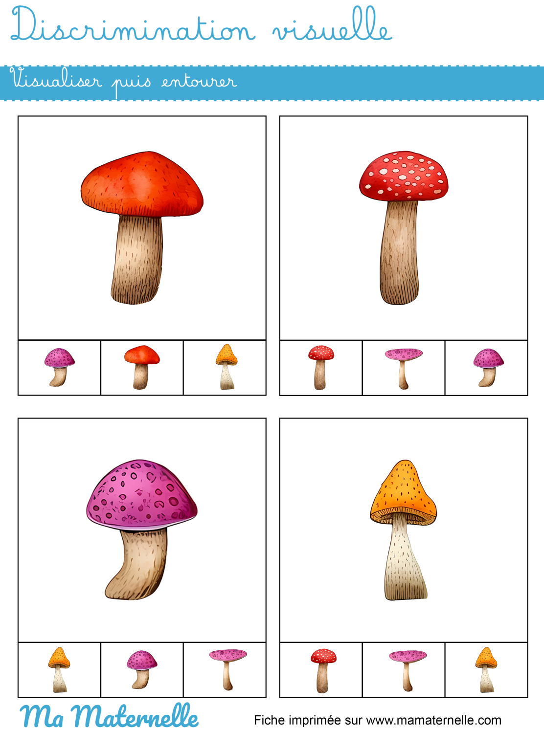 Discrimination visuelle : visualiser puis entourer - Ma Maternelle