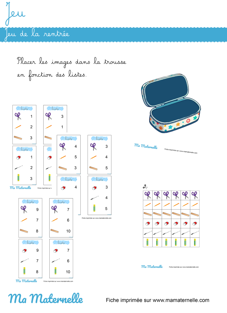 Jeu de la rentrée - Ma Maternelle