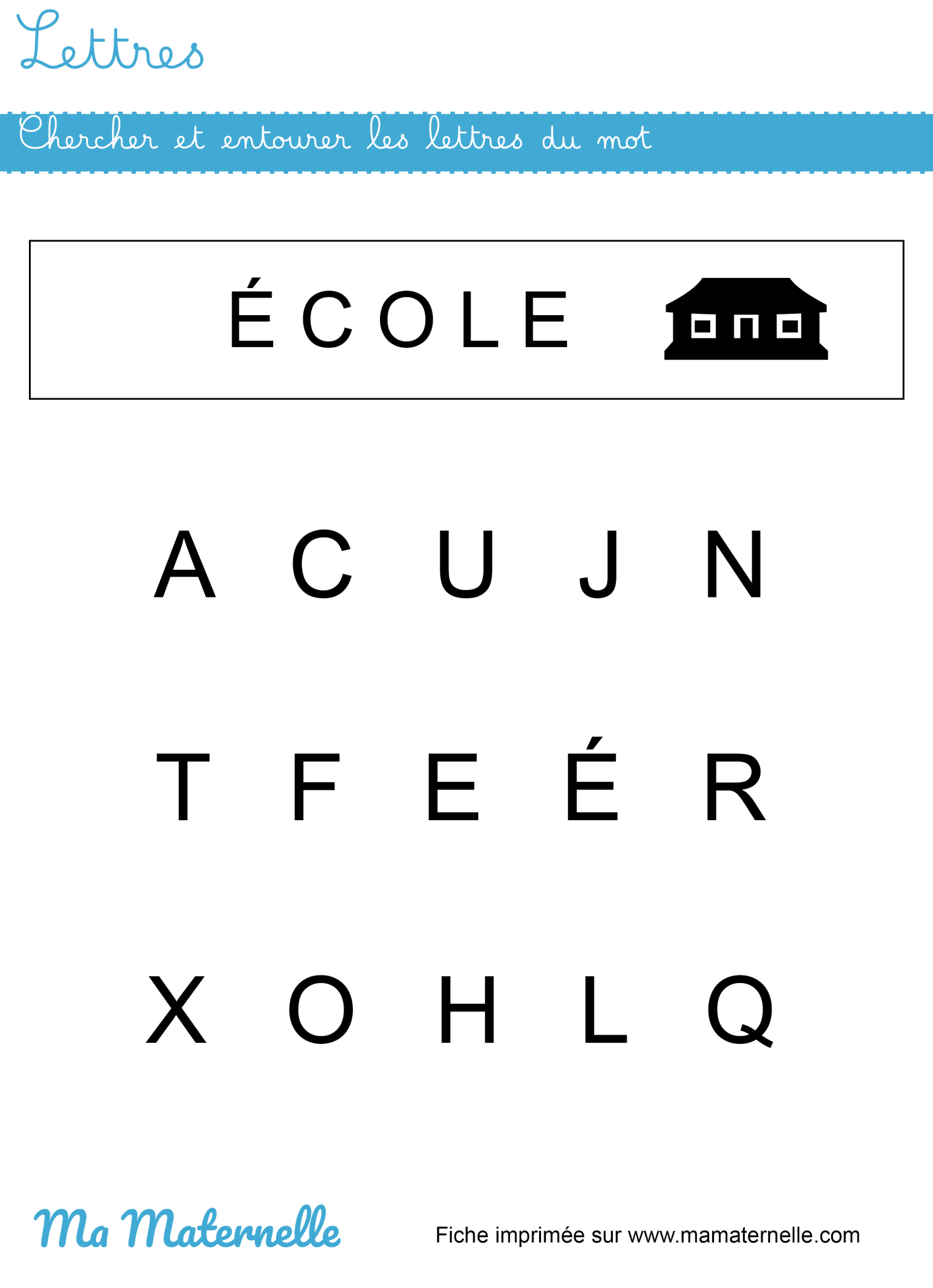 Exercices et ressources pédagogiques sur l'école - Ma Maternelle