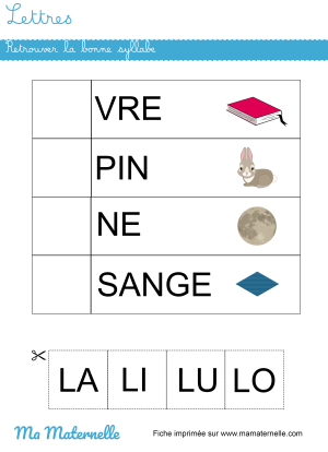 Lettres : retrouver la bonne syllabe - Ma Maternelle