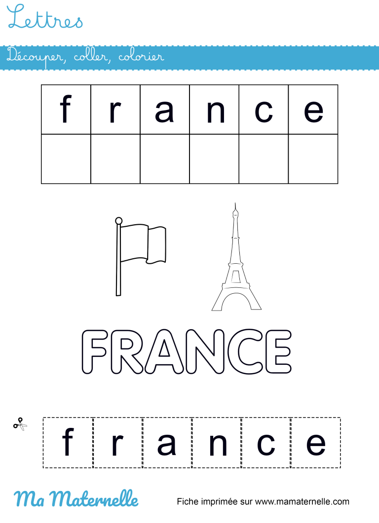 Lettres : découper, coller, colorier - Ma Maternelle