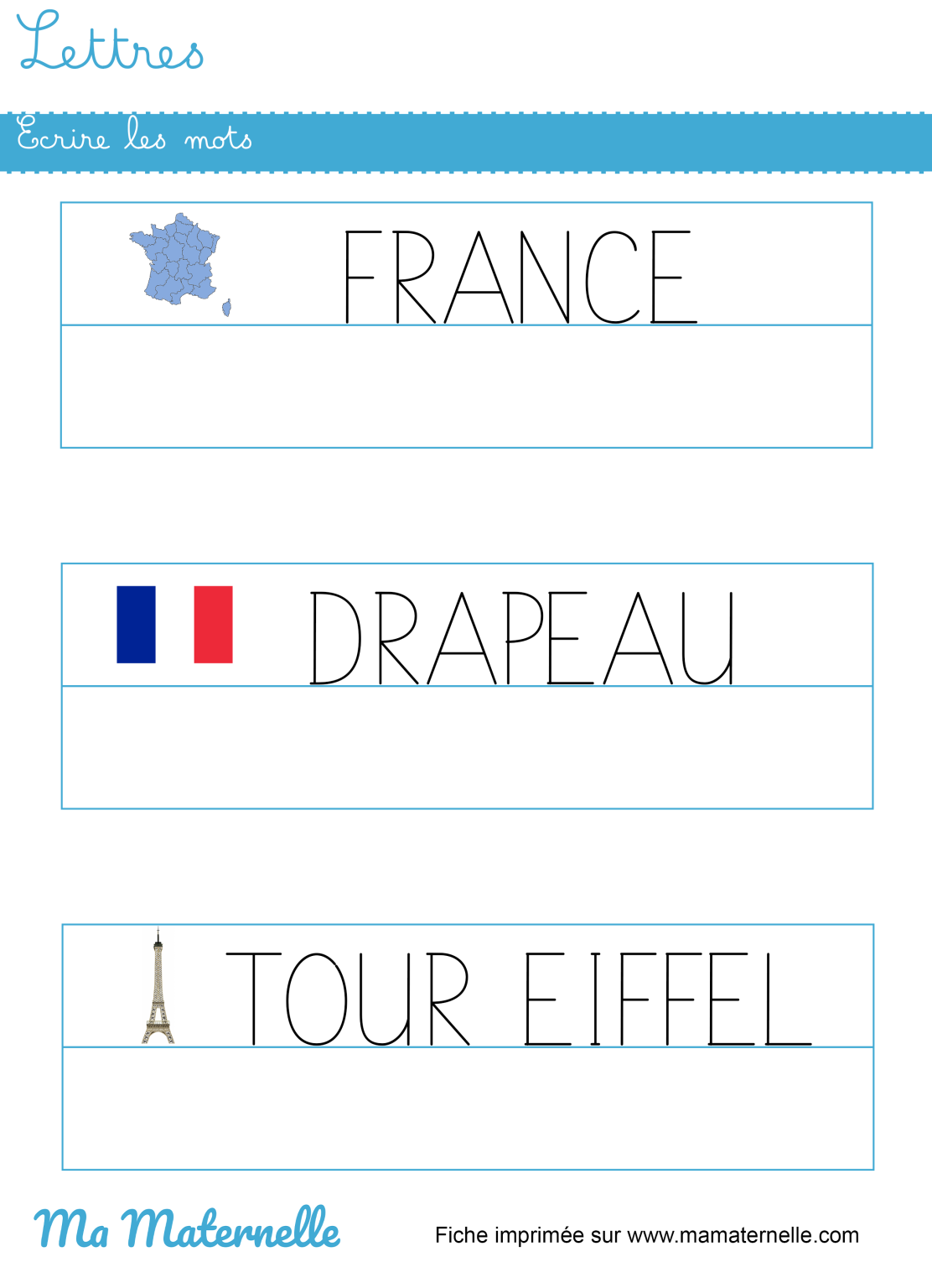 Lettres : écrire les mots - Ma Maternelle