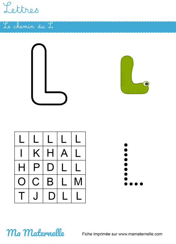 Lettres : le chemin du L - Ma Maternelle
