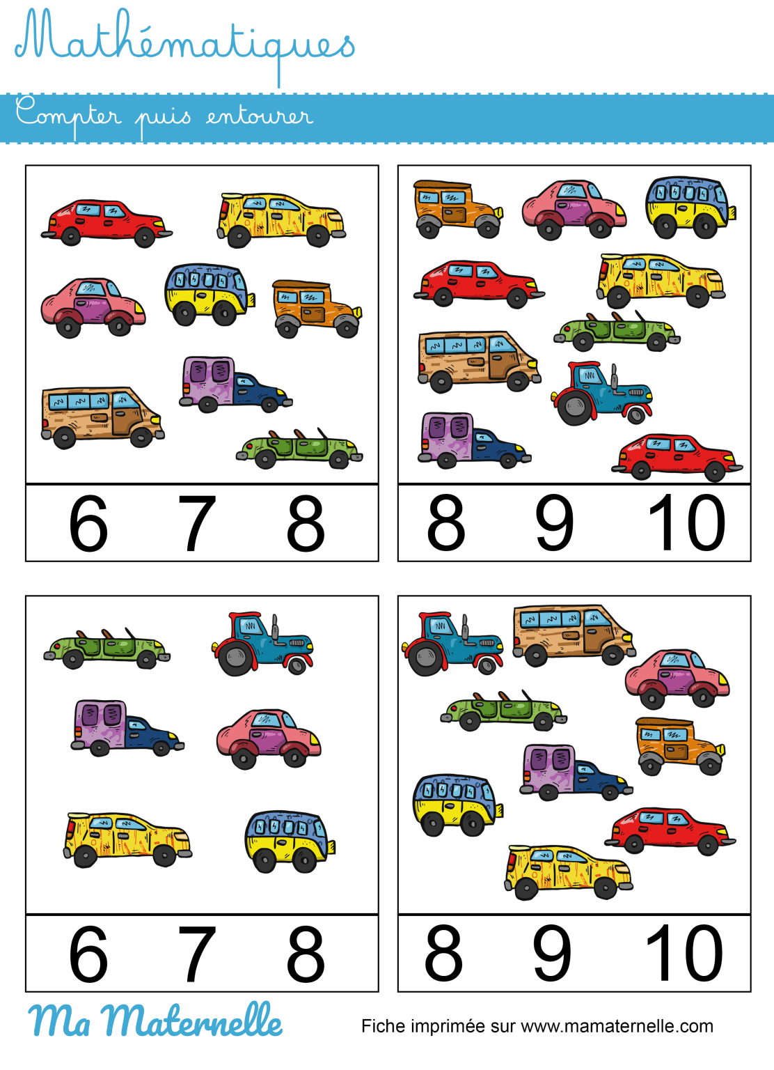 Mathématiques : compter puis entourer - Ma Maternelle