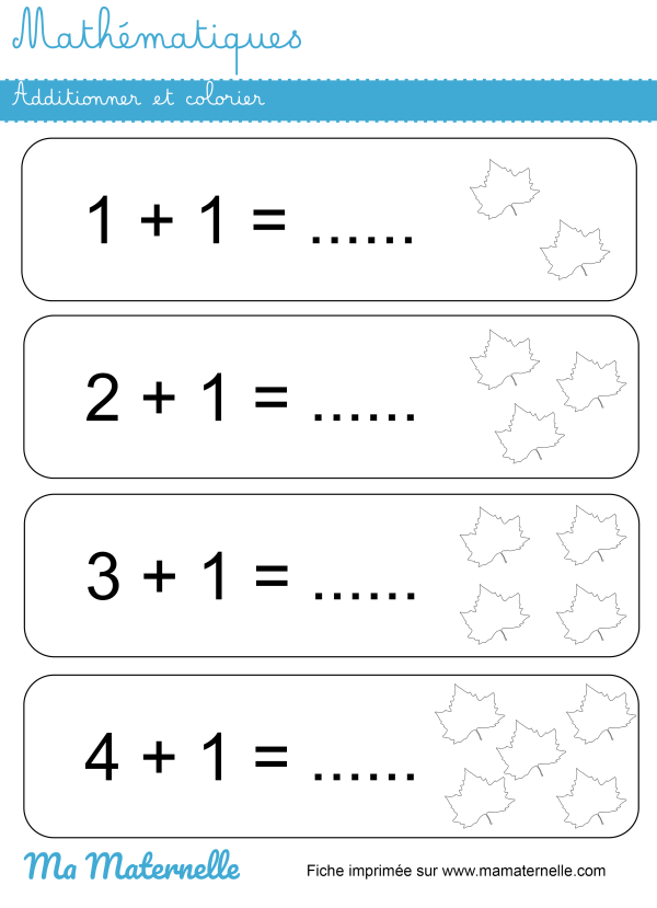 Mathématiques : additionner et colorier - Ma Maternelle