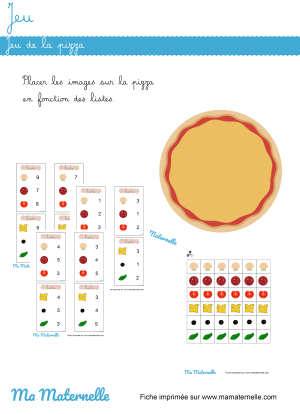 Jeu de la pizza avec liste - Ma Maternelle
