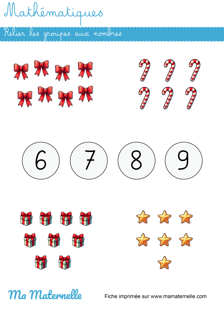 Mathématiques : relier les groupes aux nombres - Ma Maternelle