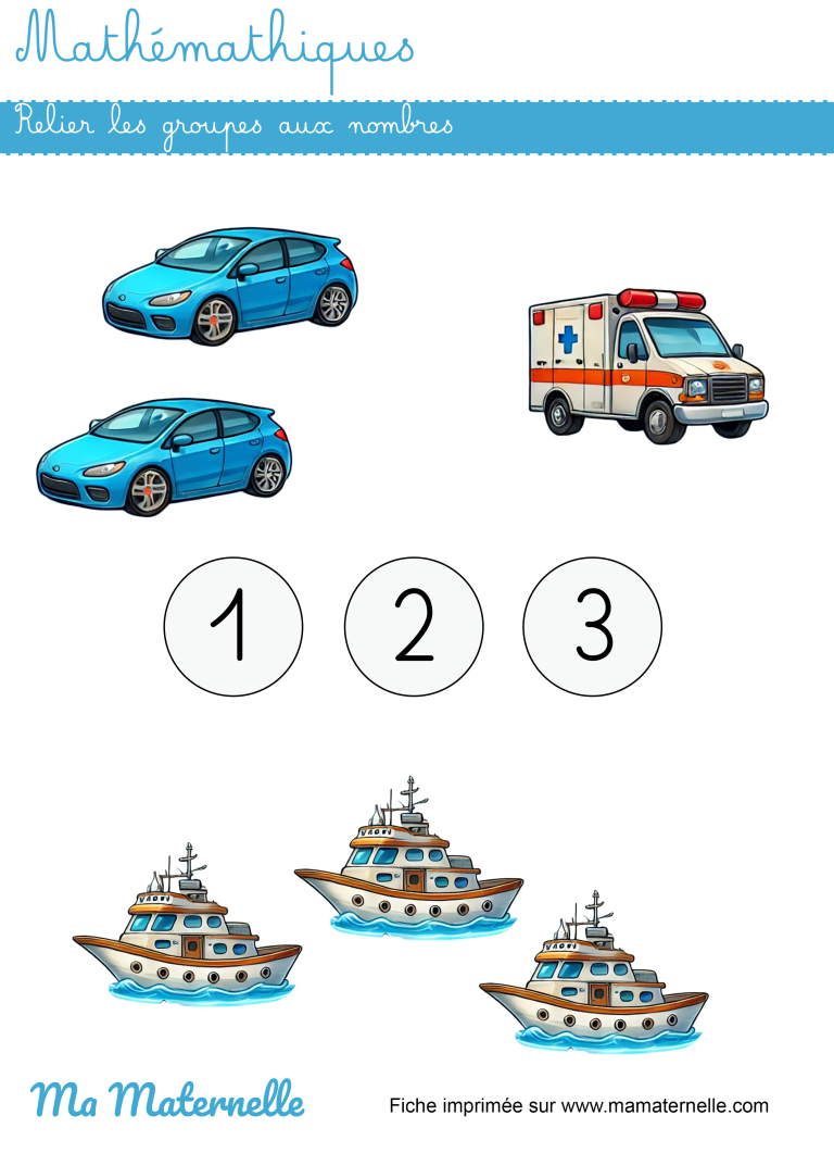 Mathématiques : relier les groupes aux nombres - Ma Maternelle