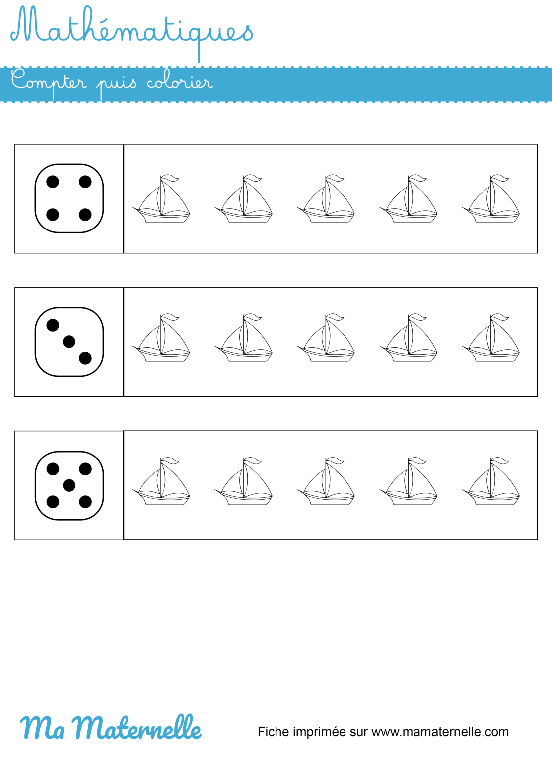 Mathématiques : compter puis colorier - Ma Maternelle