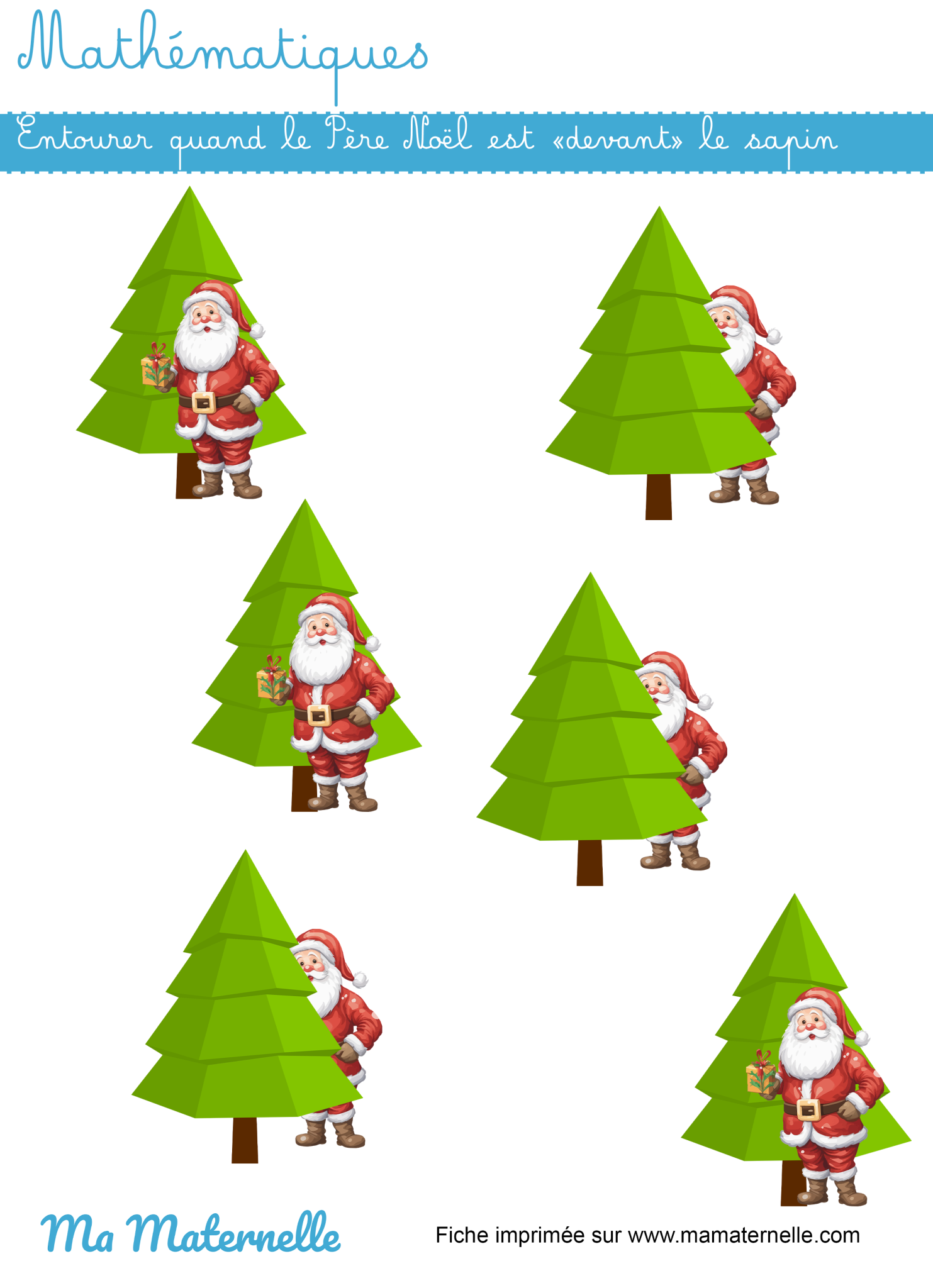 Mathématiques : entourer "devant" - Ma Maternelle