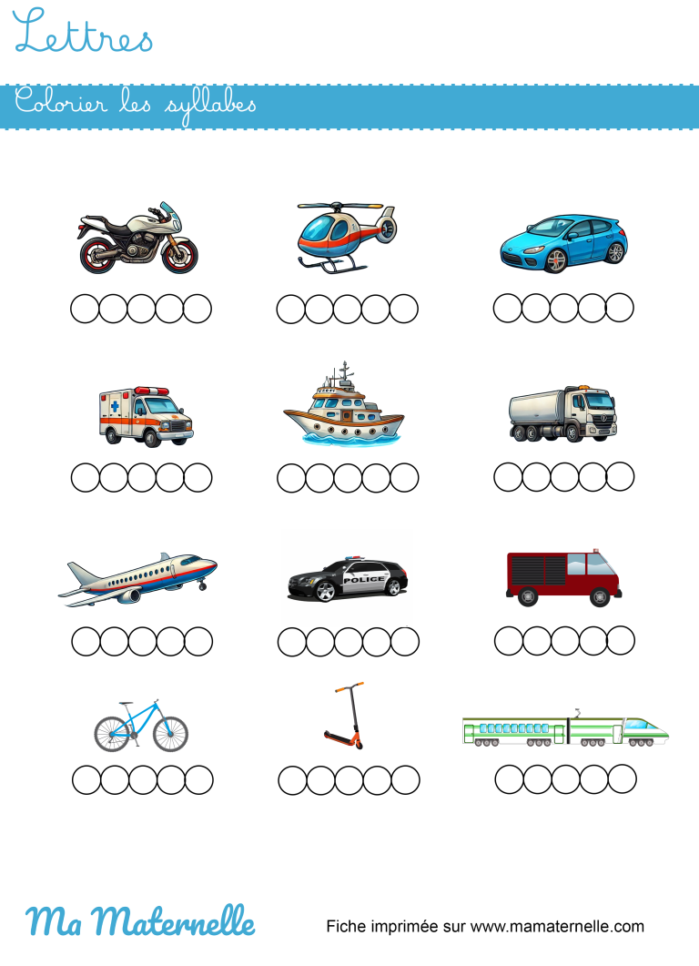 Lettres : colorier les syllabes - Ma Maternelle