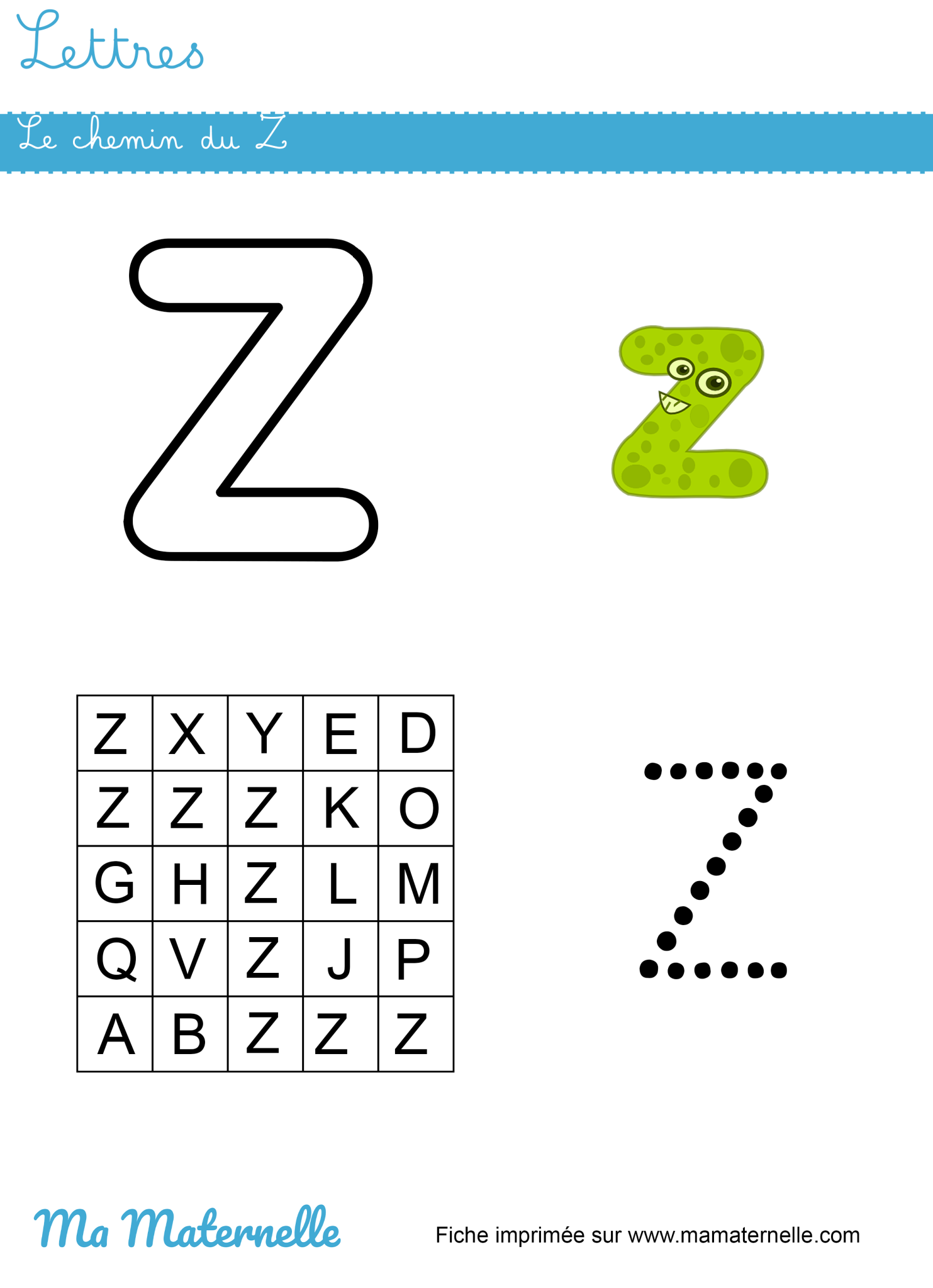 Lettres : le chemin du Z - Ma Maternelle