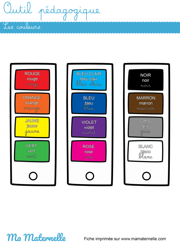 Outil pédagogique : les couleurs - Ma Maternelle
