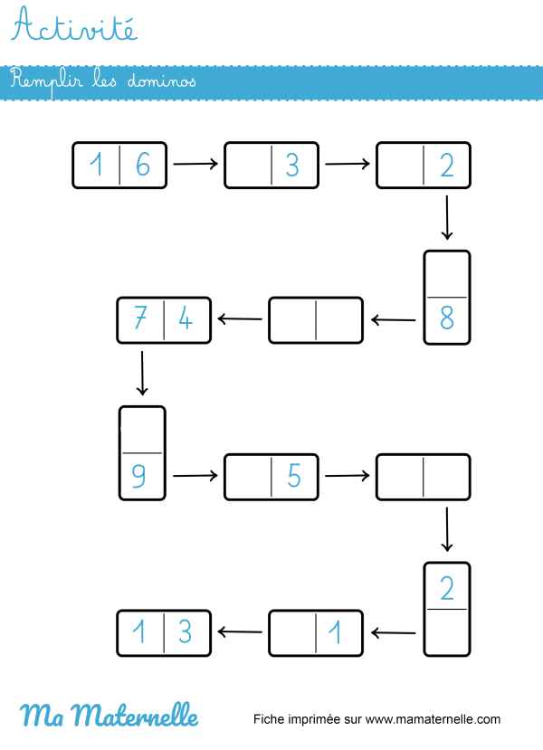 Activité : remplir les dominos - Ma Maternelle