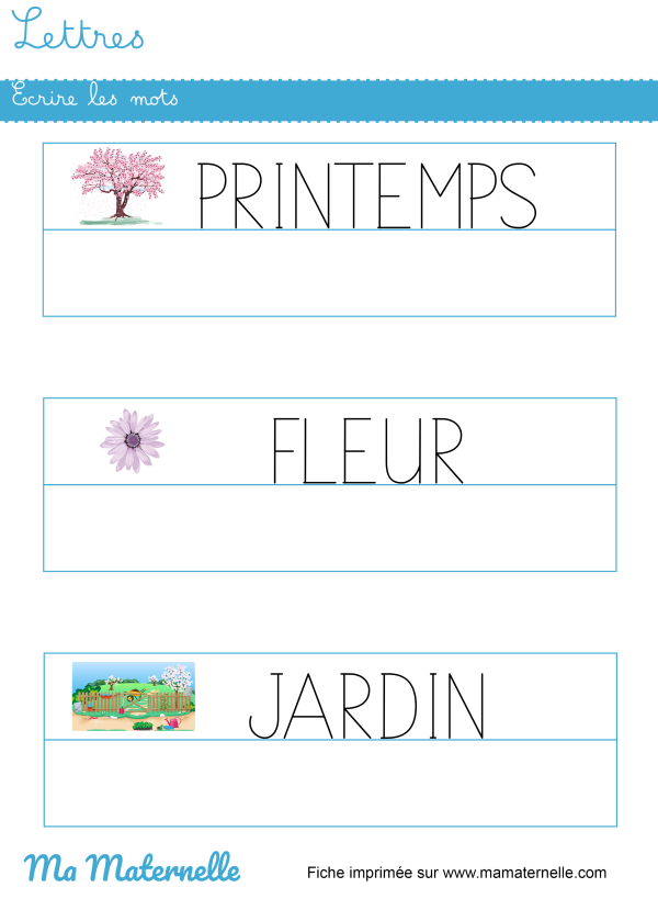 Lettres : écrire les mots - Ma Maternelle