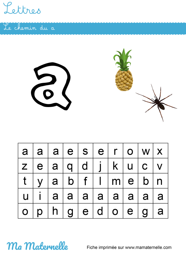 Lettres : le chemin du a - Ma Maternelle