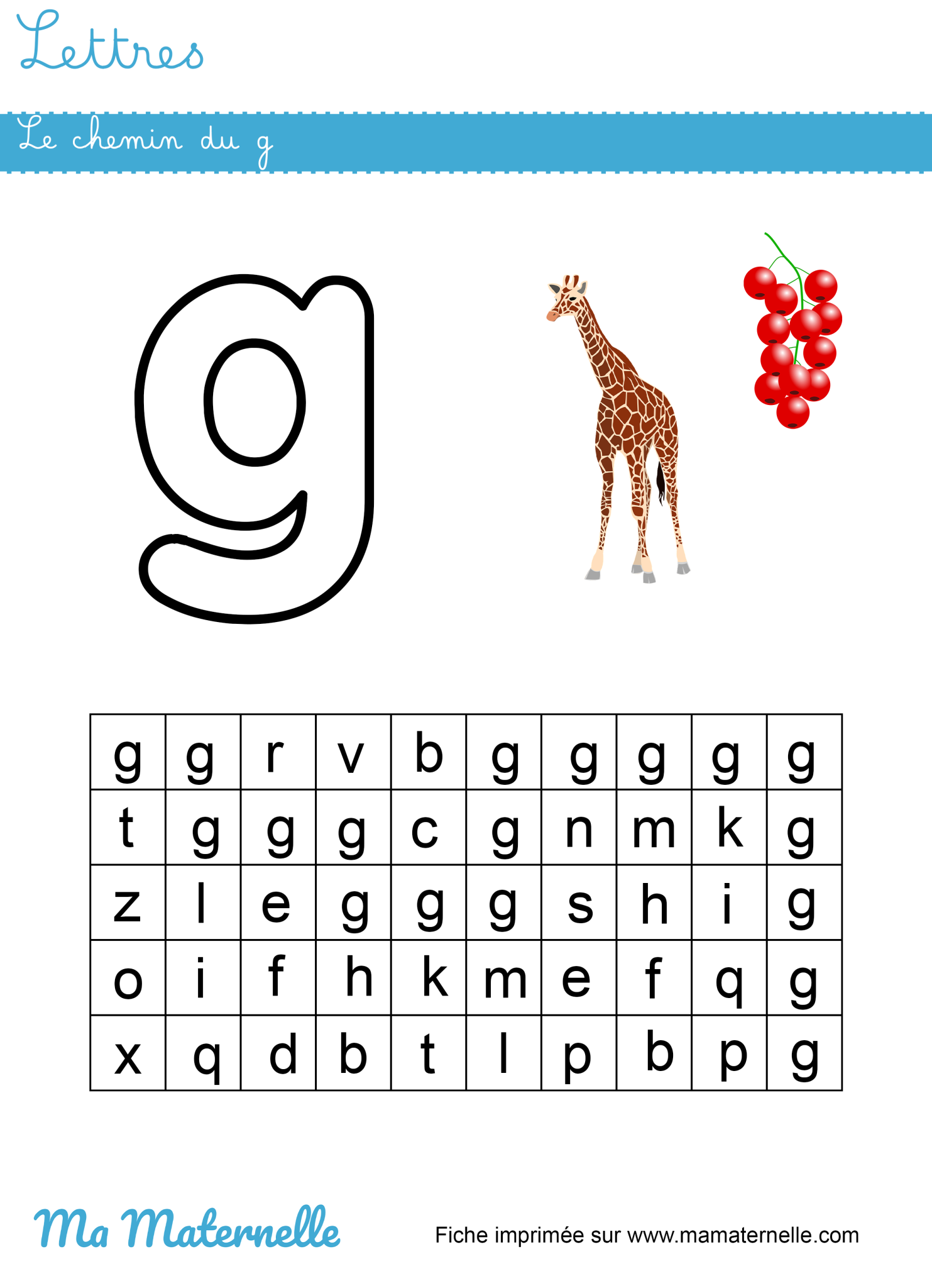 Lettres : le chemin du g - Ma Maternelle