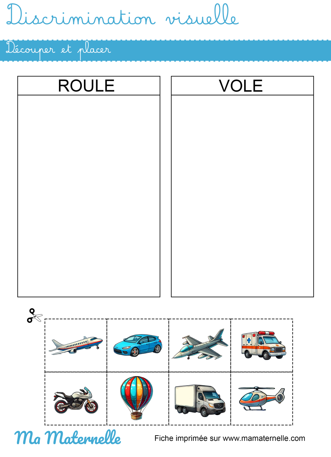 Discrimination visuelle : découper et placer - Ma Maternelle