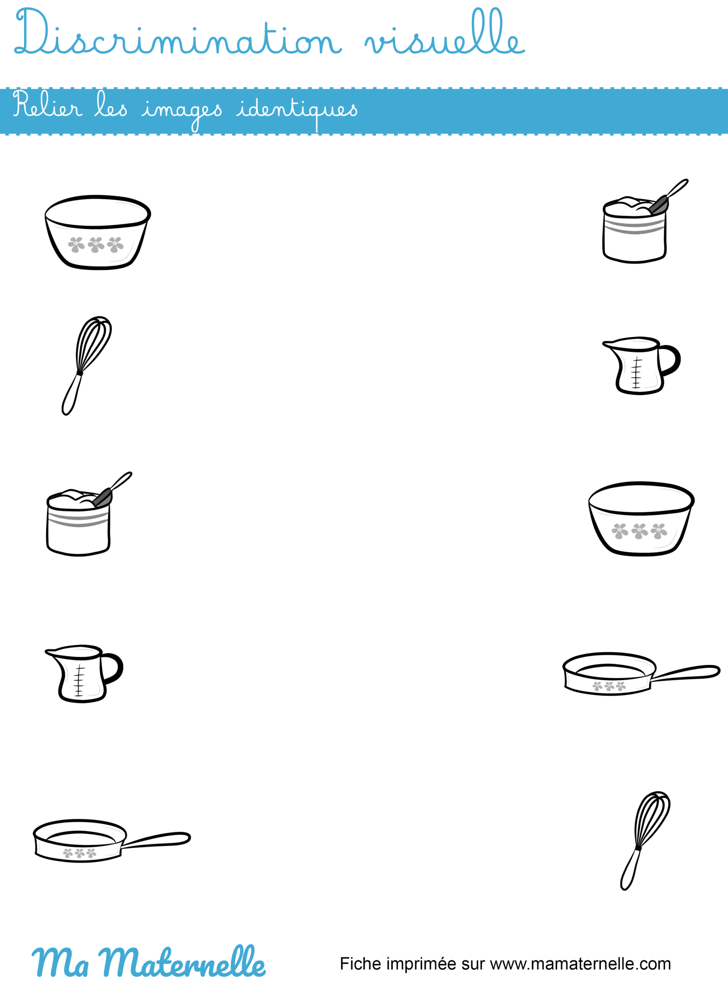 Discrimination visuelle : relier les images identiques - Ma Maternelle