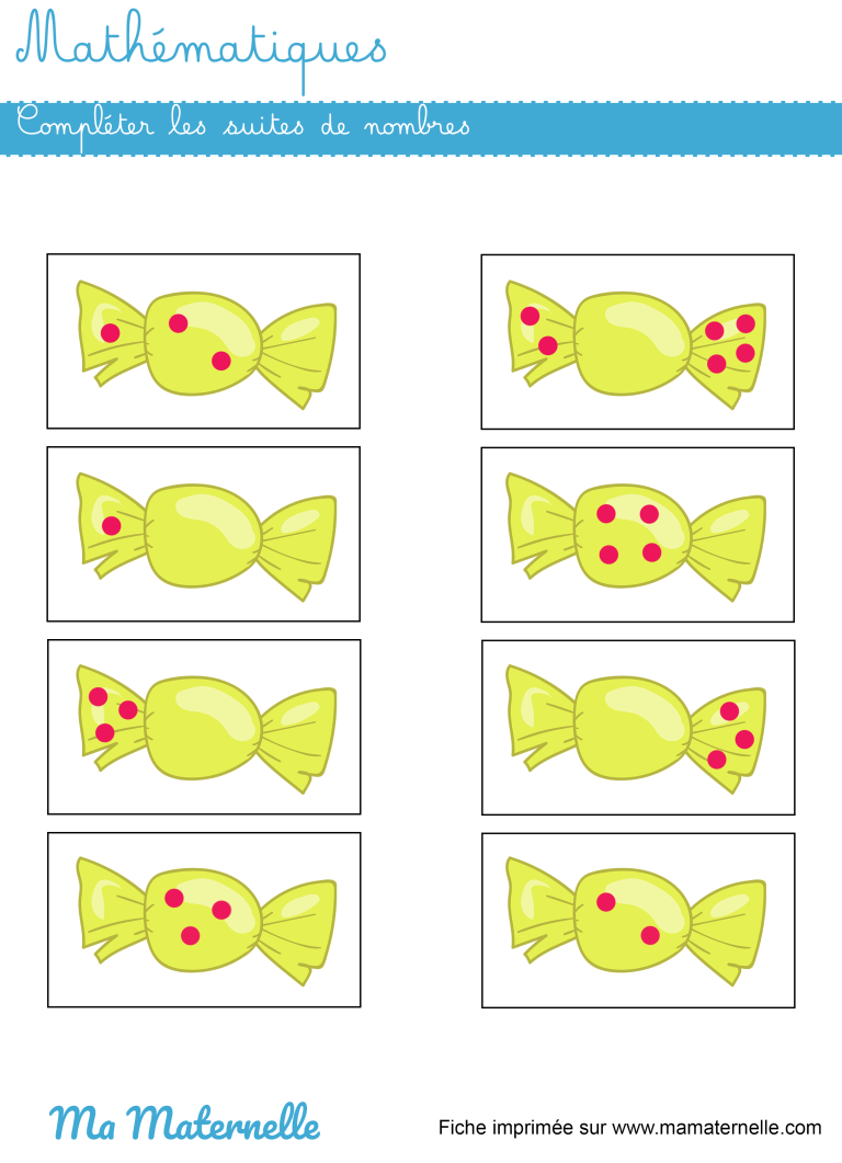 Mathématiques : compléter les suites de nombres - Ma Maternelle