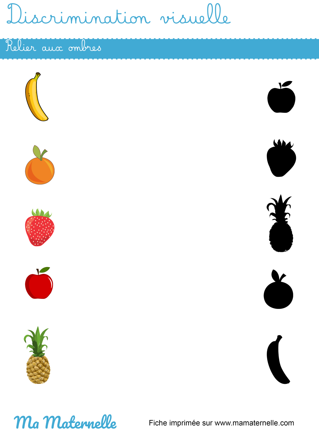 Discrimination visuelle : relier aux ombres - Ma Maternelle