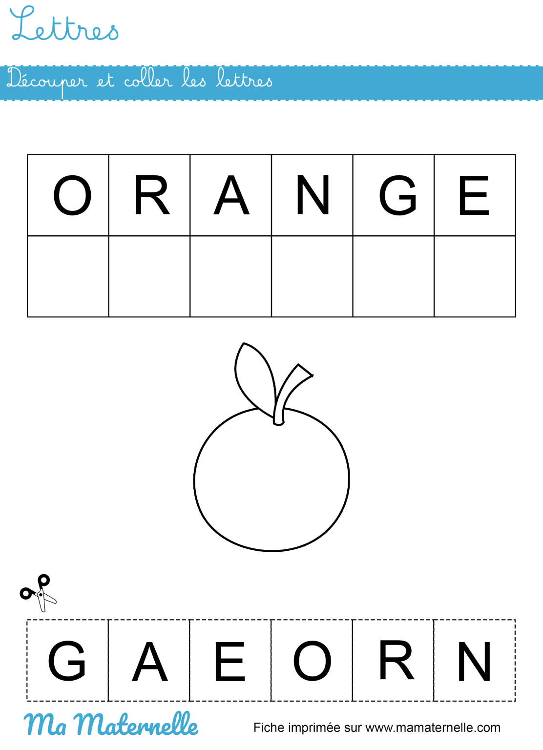 Lettres : découper et coller les lettres - Ma Maternelle