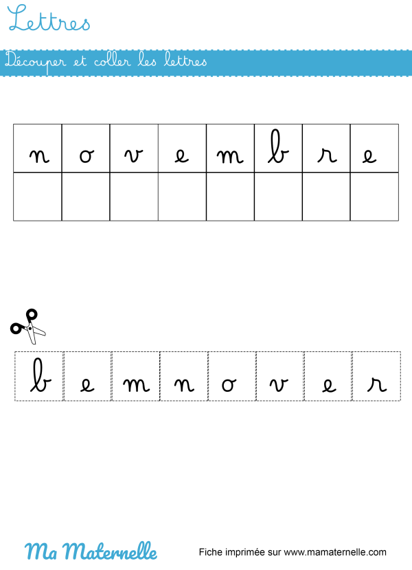 Lettres : découper et coller les lettres - Ma Maternelle