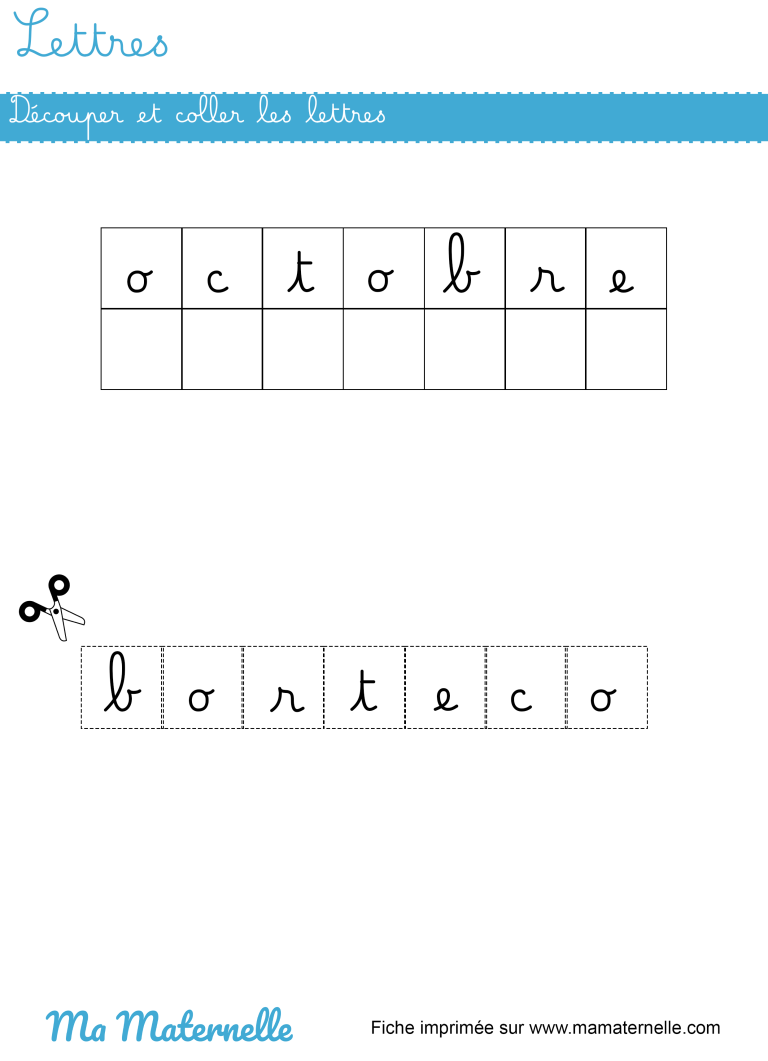 Lettres : découper et coller les lettres - Ma Maternelle