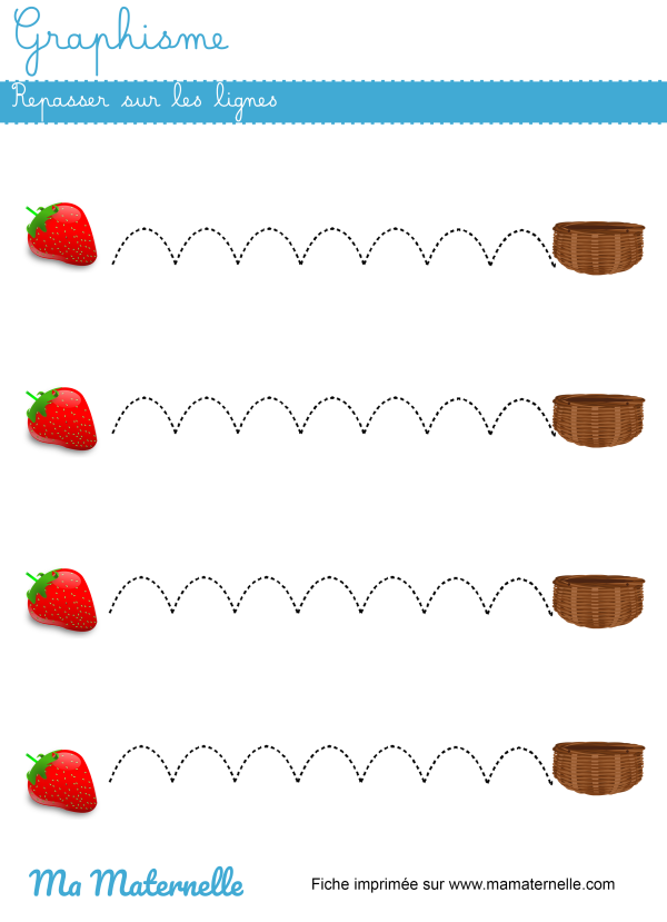 Graphisme : repasser sur les lignes - Ma Maternelle