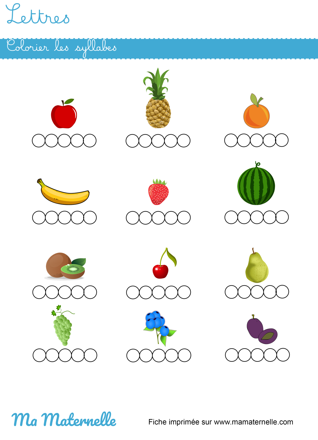 Lettres : colorier les syllabes - Ma Maternelle