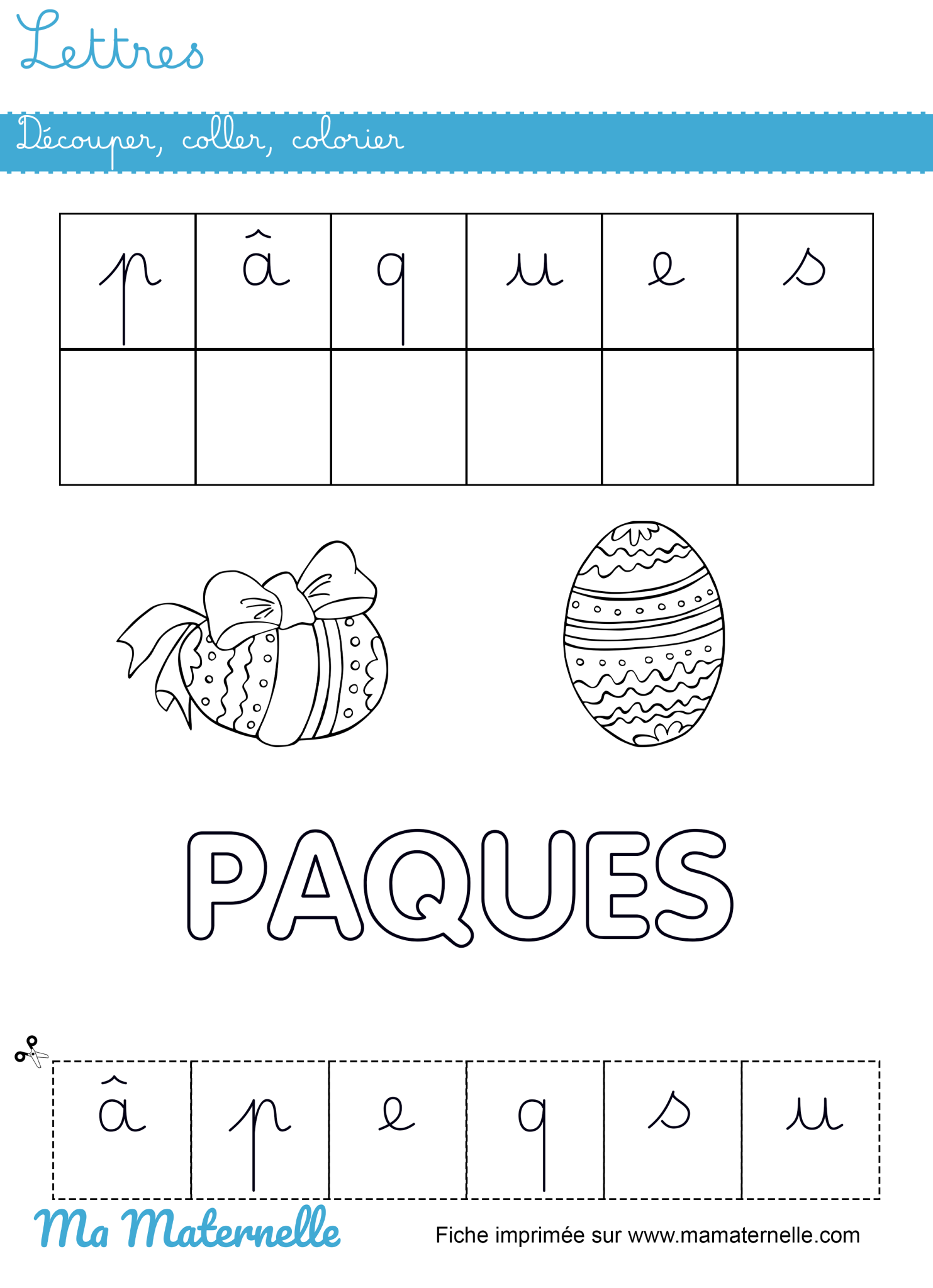 Lettres : découper, coller, colorier - Ma Maternelle