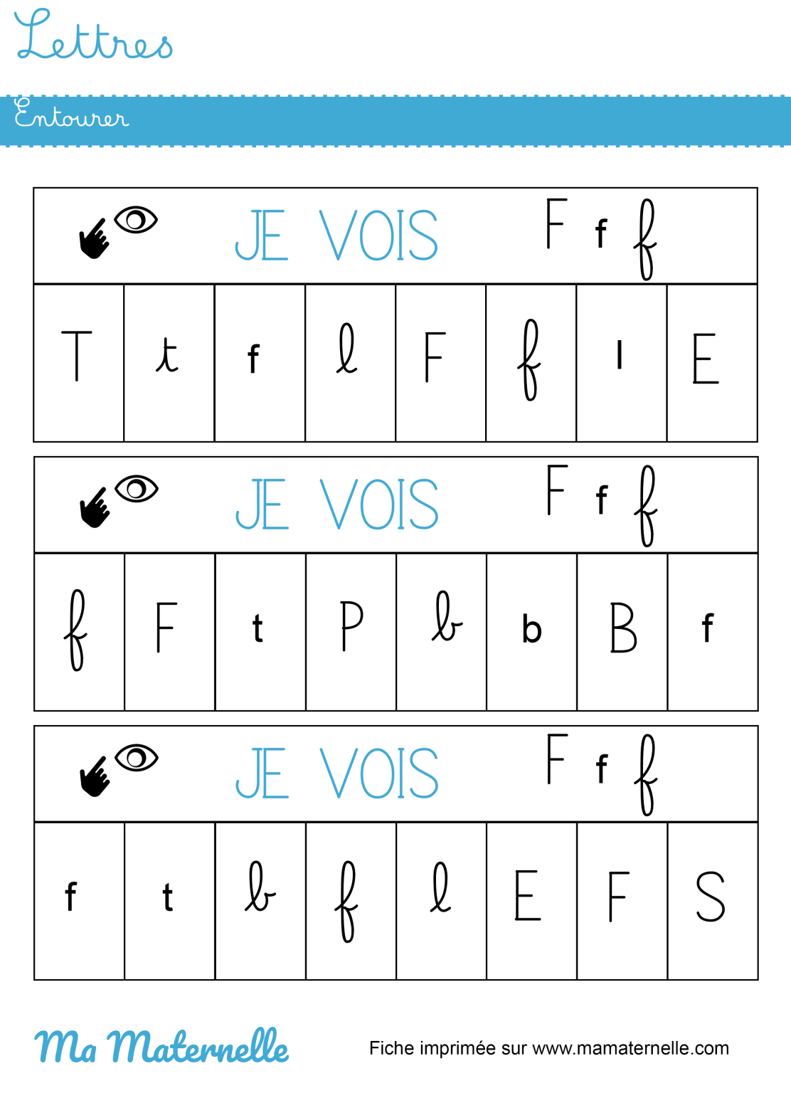 Lettres : entourer - Ma Maternelle