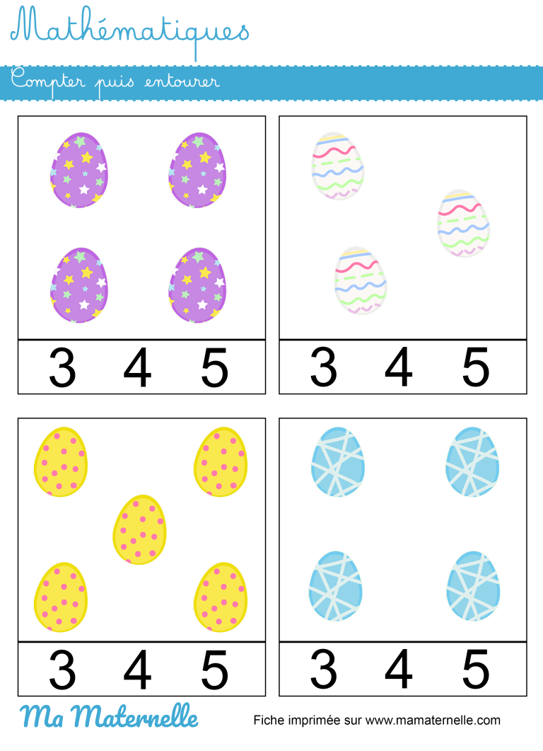 Mathématiques : compter puis entourer - Ma Maternelle