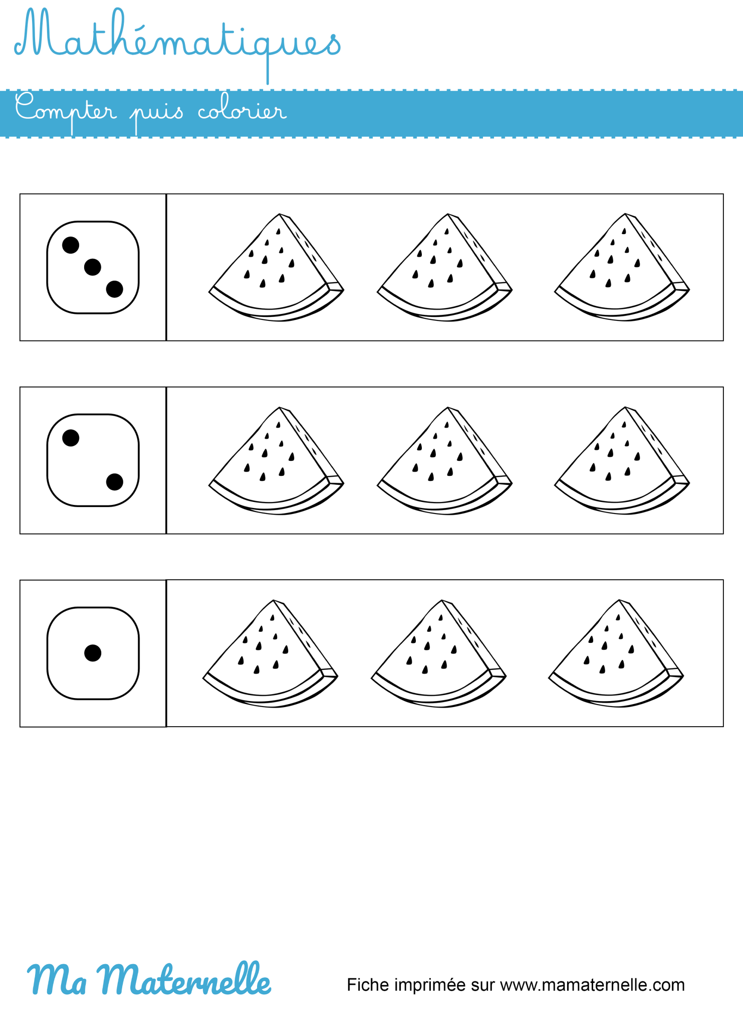Mathématiques : compter puis colorier - Ma Maternelle