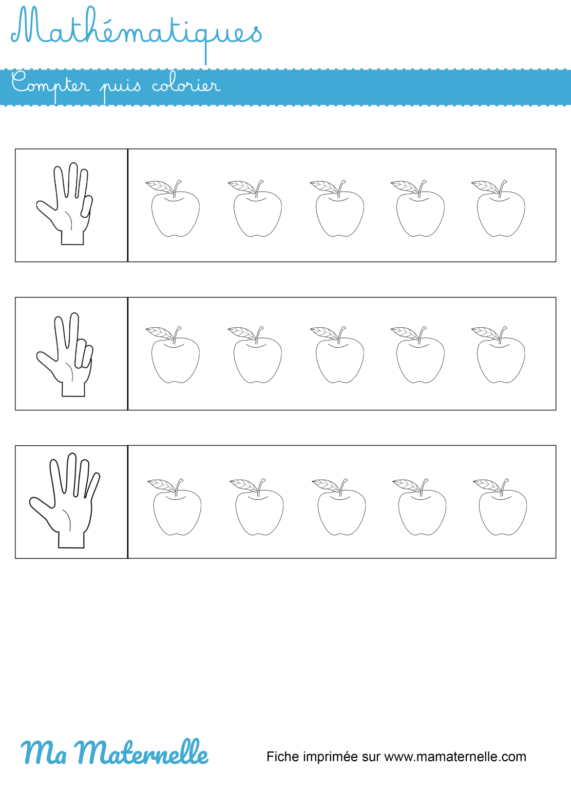 Mathématiques : compter puis colorier - Ma Maternelle