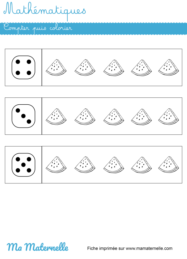 Mathématiques : compter puis colorier - Ma Maternelle