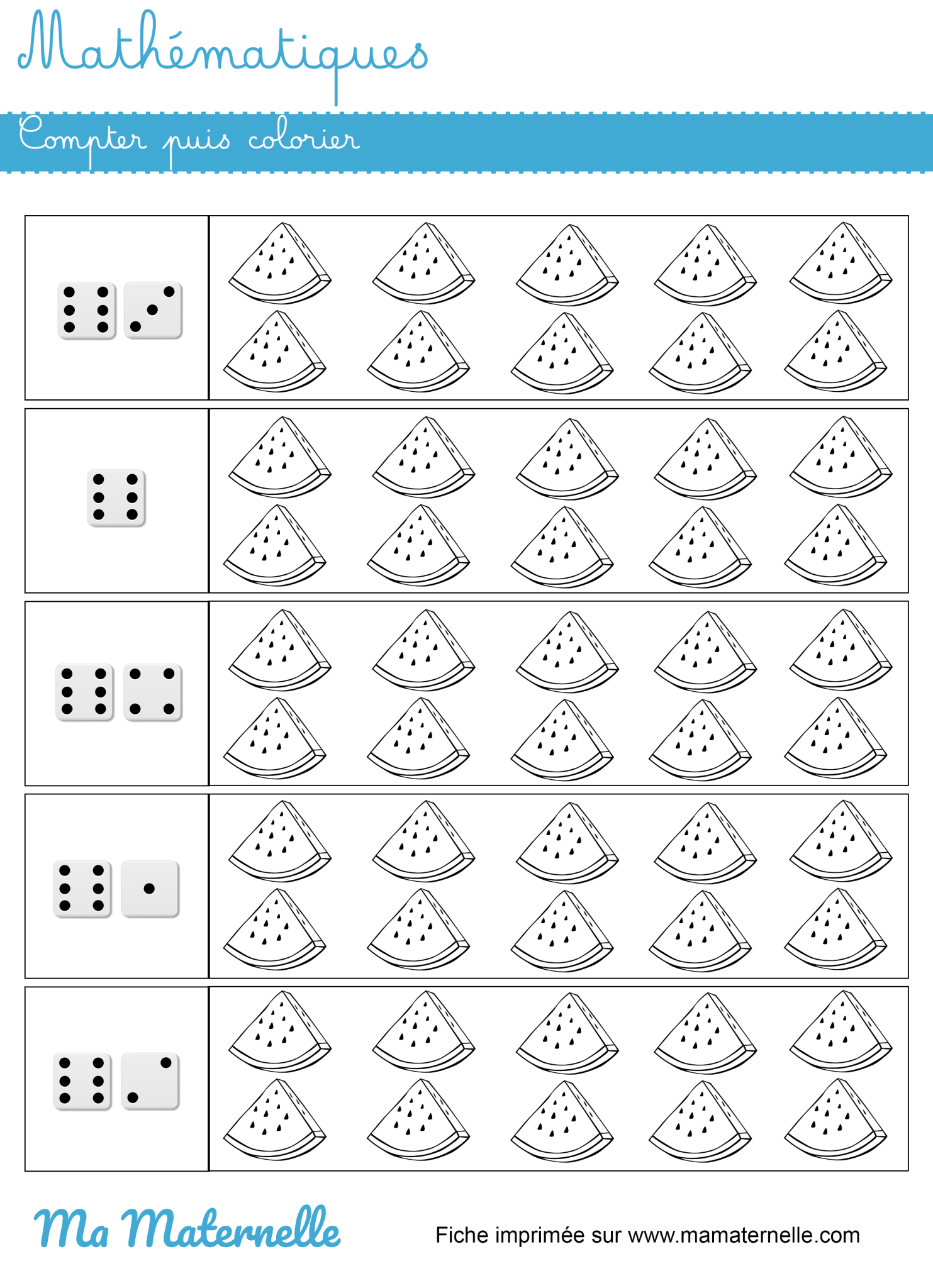 Mathématiques : compter puis colorier - Ma Maternelle