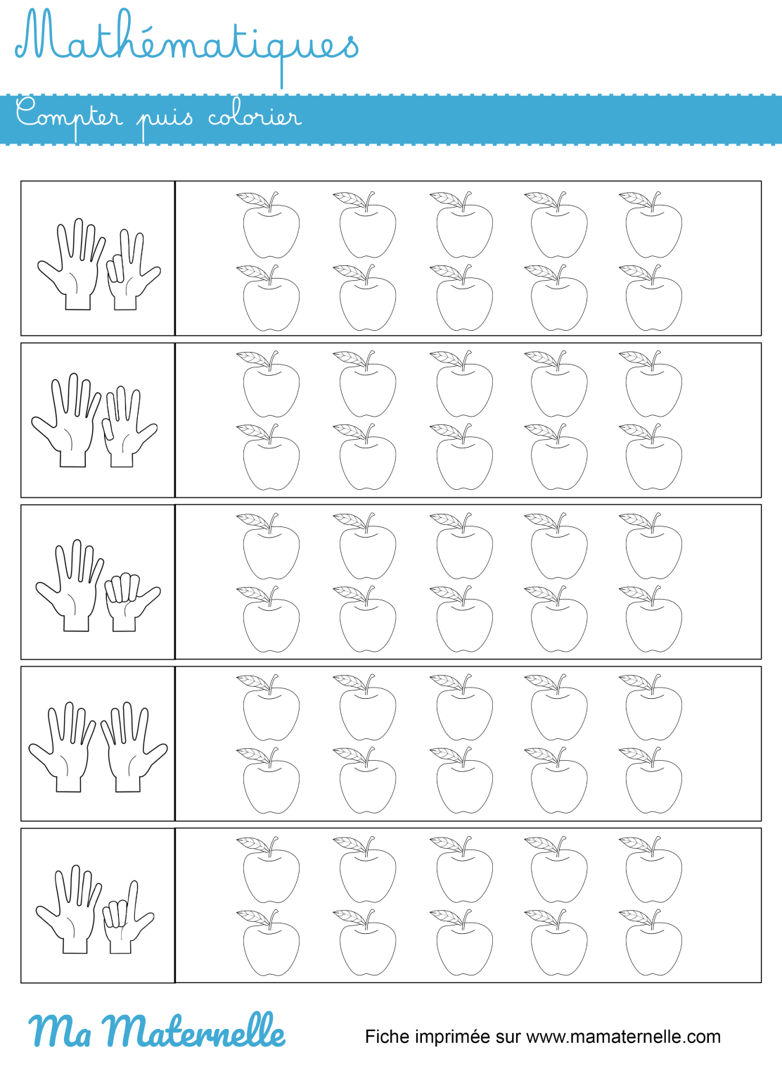Mathématiques : compter puis colorier - Ma Maternelle