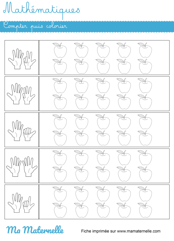 Mathématiques : compter puis colorier - Ma Maternelle