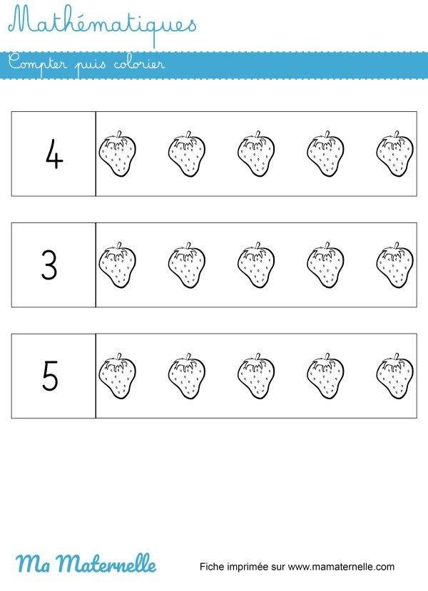 Mathématiques : compter puis colorier - Ma Maternelle