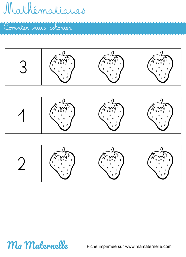 Mathématiques : compter puis colorier - Ma Maternelle