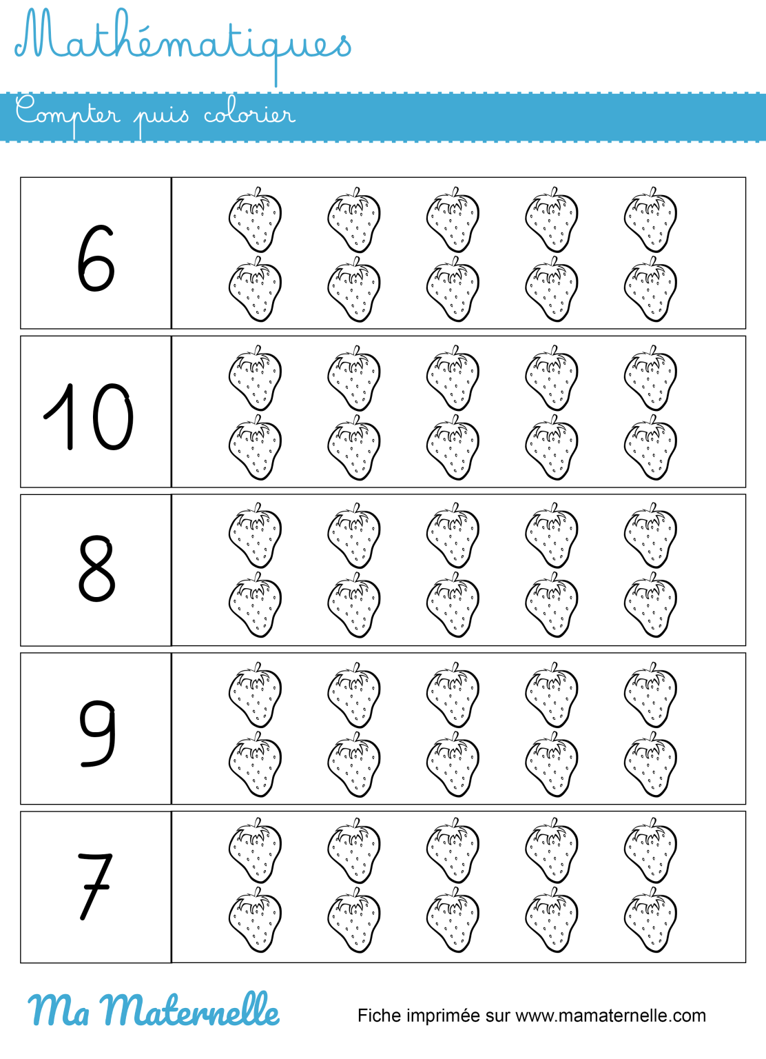 Mathématiques : compter puis colorier - Ma Maternelle