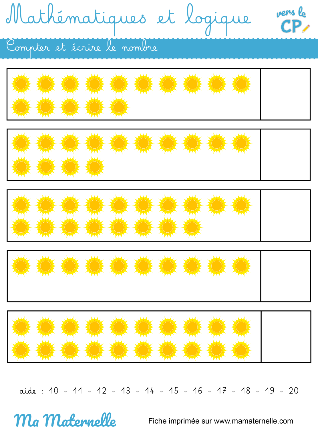 Mathématiques et logique : compter et écrire le nombre - Ma Maternelle