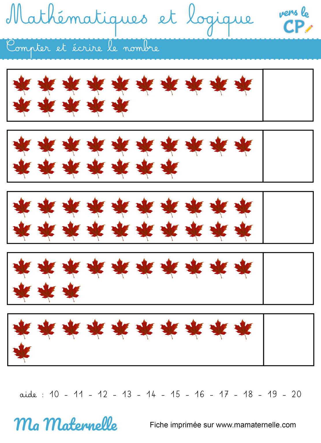 Mathématiques et logique : compter et écrire le nombre - Ma Maternelle